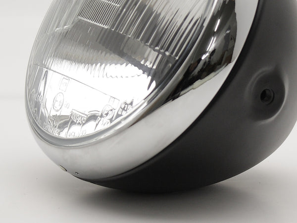 Headlight, 7" Black & Chrome, Genuine Lucas | Custom Cafe Racer ...